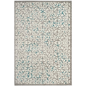SAFAVIEH Skyler Collection 4' x 6' Ivory/Blue SKY198D Scroll Non-Shedding Living Room Bedroom Accent Rug