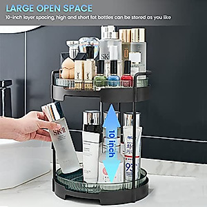 2 Tier Lazy Susan Turntable Spice Rack Organizer for Kitchen Cabinet, Farmhouse Tiered Tray Decorative Trays for Fruit, Snacks - Organizer for Cupboard, Pantry, Bathroom, Table