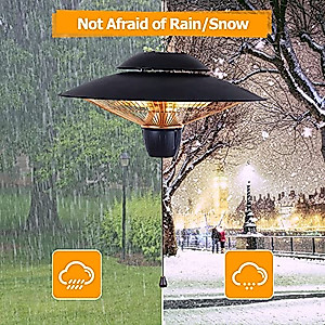 Ceiling Patio Heater, 1500W Outdoor and Indoor Hanging Patio heaters, Waterproof Courtyard Electric Heater, Hanging Mounted Heater 3S Fast Heating, IP24 Rated 2 Power Levels for Large Room, Garage