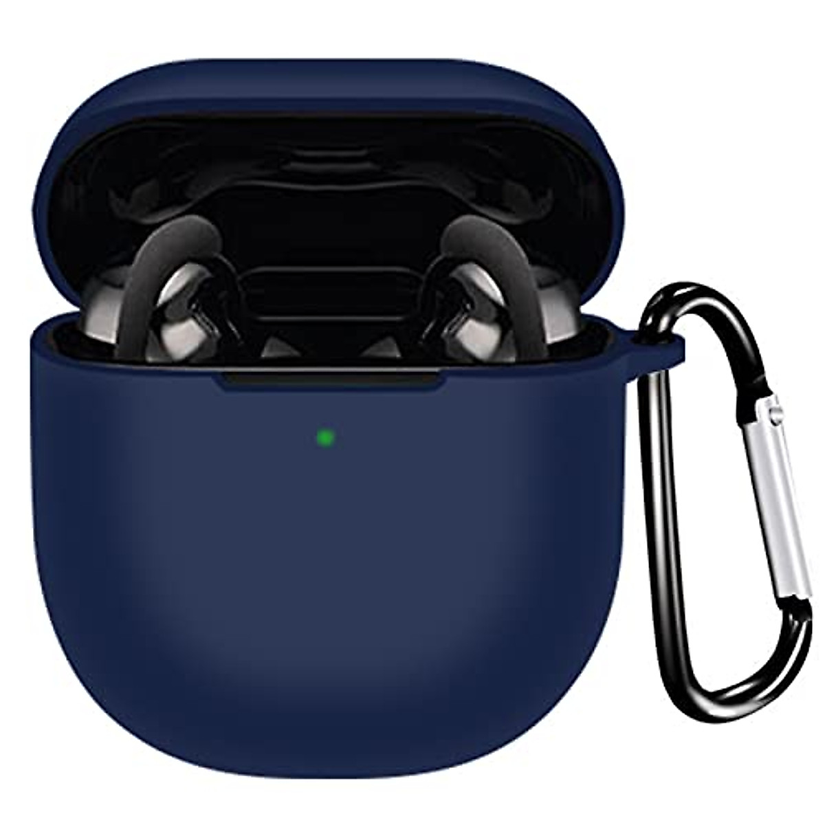 Compatible for Bose QuietComfort Earbuds II Case Cover, [Front LED Visible] [Keychain] Silicone Protective Cover Case for Quietcomfort Earbuds II 2022 Case Sleeve (Dark Blue)