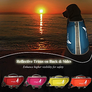 VIVAGLORY Lightweight Dog Life Jacket, Pet Life Preserver Life Vest Skin-Friendly Neoprene for Puppy Small Dogs with D-ring and Quick Release Buckle, Blue