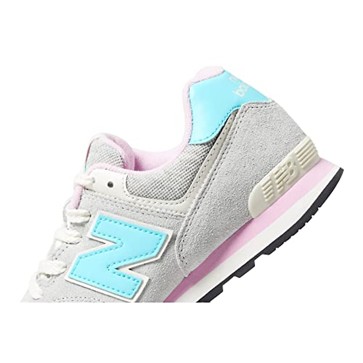 New Balance Kids 574 V1 70s Racing Lace-up Sneaker, BRIGHTON GREY/SUMMER AQUA/LILAC CLOUD, 2 W Little Kid (4-8 Years)
