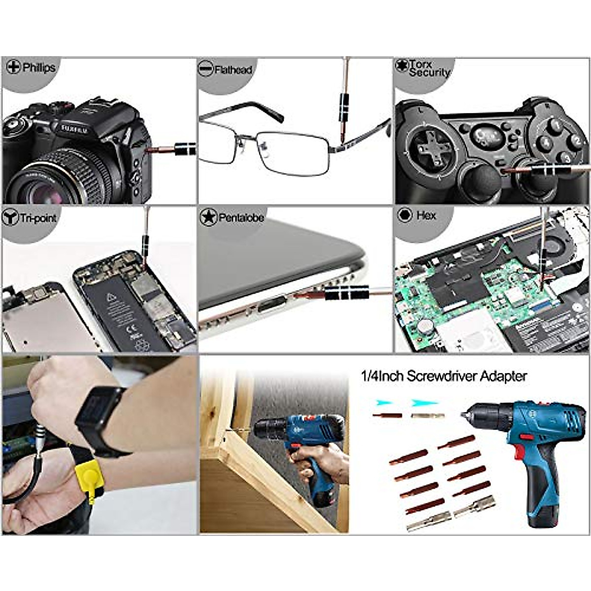 Kaisi 70 in 1 Precision Screwdriver Set Professional Electronics Repair Tool Kit with 56 Bits Magnetic Driver Kit, Anti Static Wrist Band, Spudgers for Tablet, Macbook, PC, iPhone, Xbox, Game Console