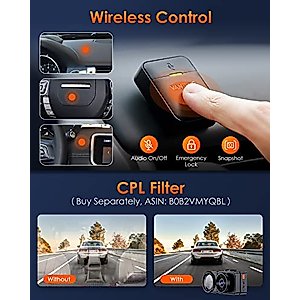 Bundle: Vantrue E3 3 Channel WiFi Dash Cam with GPS Speed, Wireless Remote Controller +256GB microSD Card