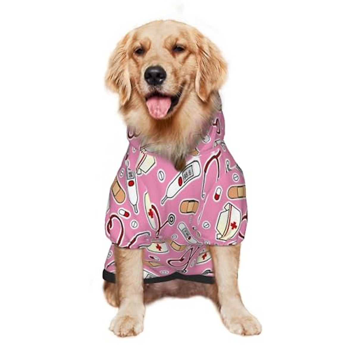 Medical Thermometer Nurse Hat Dog Hoodies for Medium Large Dogs Costume Pet Coat Pullover