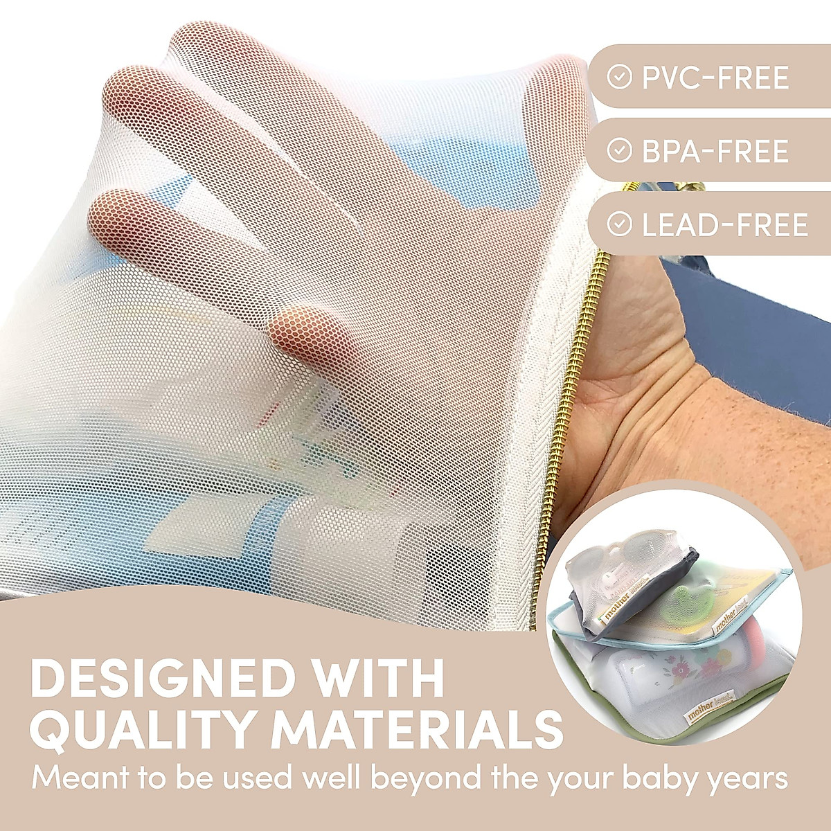 Mother Load - Small Diaper Bag Organizing Pouches , 5-Piece Set of Embroidered Diaper Bag , Vintage Pastels