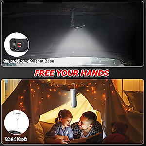 KEPEAK Rechargeable Flashlights, 2 Pack LED Work Lights with Magnetic Base & Hanging Hook, 180°Rotate, 5 Modes, Gifts for Car Repair, Grill, Camping, Emergency, Outdoor