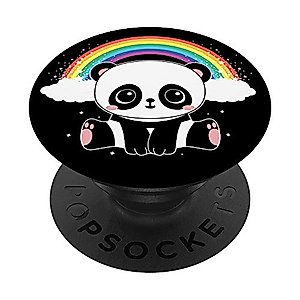 Cute Panda Kawaii Panda Bear With Rainbow PopSockets Swappable PopGrip