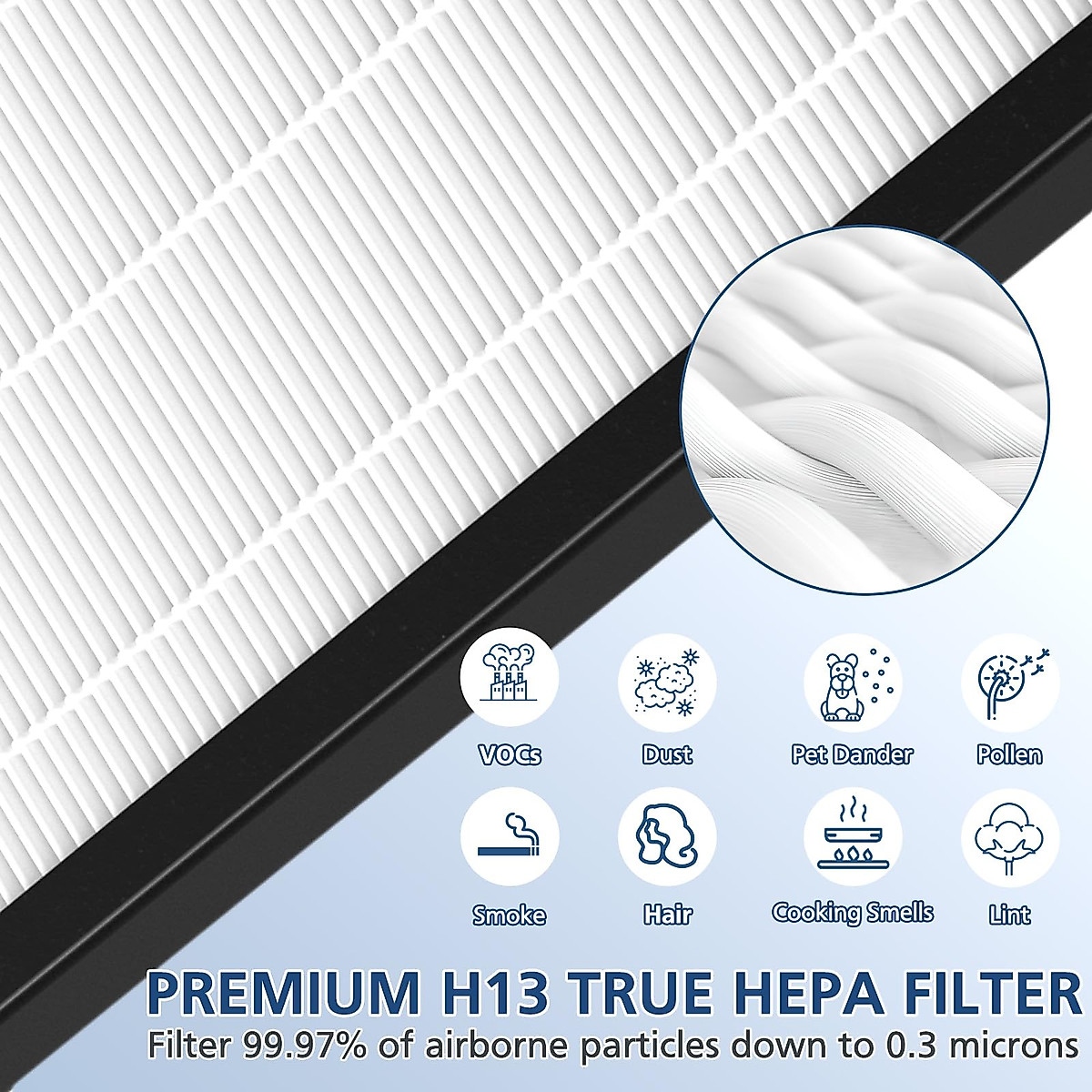 NEA-F1 H13 True HEPA Replacement Filter for Eureka NEA120 Air Puri-fier and for Toshiba Smart WiFi Air Puri-fier CAF-W36USW - 2 Pack NEA-F1 True HEPA Filter with 8 Pack NEA-C1 Carbon Filter