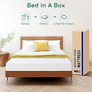 Airdown 8 Inch Queen Size Gel Memory Foam Mattress with Washable Fabric Cover, Medium Feel Queen Mattress for Pressure Relief, Queen Bed Mattress in A Box, CertiPUR-US Certified