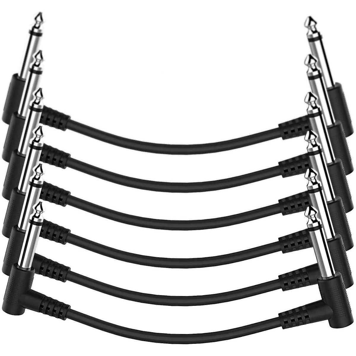 Guitar Patch Cable, Ancable 1/4 Inch Right Angle Pedals Cables for Insturment Effect Pedals (6 INCH, 6 Pack)