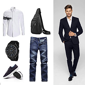 Leathario Men's Leather PU Sling bag Chest bag One shoulder bag Crossbody Bag Backpack for men