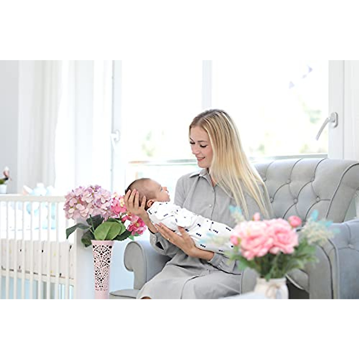 BaeBae Goods Swaddle Blanket, Adjustable Infant Baby Swaddling Wrap Set of 4, Baby Swaddling Wrap Blankets for Boys and Girls Made in Soft Cotton (0-3 Months)