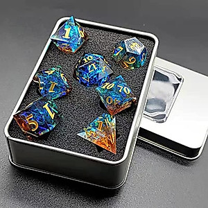 DND Dice Set Polyhedral Dice Set, Resin Sharp Edge dice Set for D&D Game, Blue