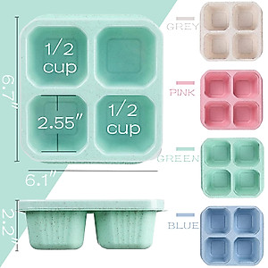 Kakating Bento Snack Boxes 4-Pack 4 Compartment Condiment Containers | Adult Lunchable Containers (4)