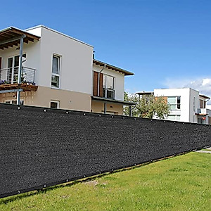 6'x50' Privacy Screen Fence, Cover Fabric Shade Tarp Netting Mesh Cloth - Commercial Grade 170 GSM, Fencing Mesh Shade Net Cover for Wall Garden Yard Backyard Indoor Outdoor Home Decoration(Black)