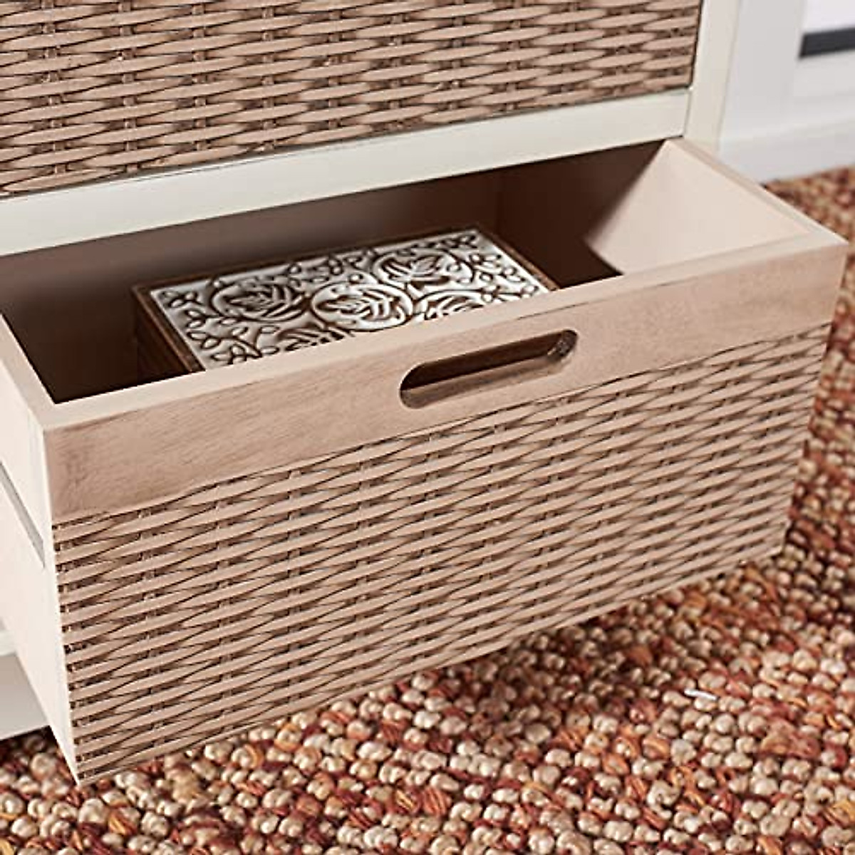 SAFAVIEH Home Collection Landers Distressed White 4-Drawer Media Stand (up to 55-inch Flat Screen TV)