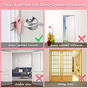 AceMining Portable Door Lock Home Security Door Locker Travel Lockdown Locks for Additional Safety and Privacy Perfect for Traveling Hotel Home Apartment College-Pink(1 Pack)