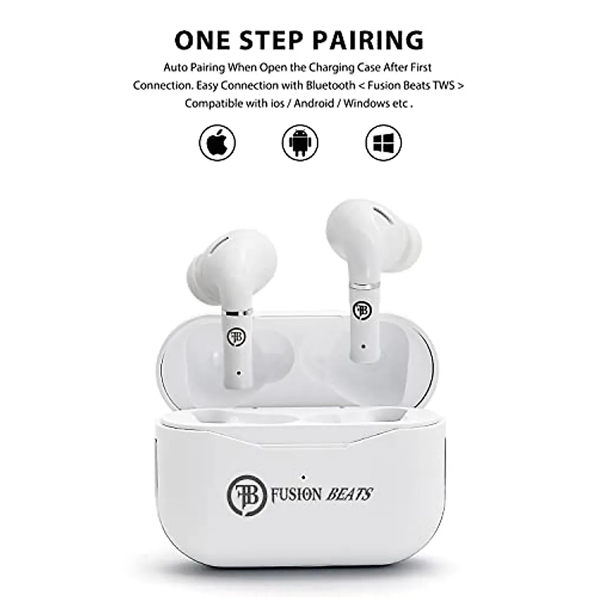 Fusion Beats Bluetooth Wireless Earbuds/Best, USB-C/Noise Cancelling Wireless Sports Earphones/Sweatproof Earbuds for Gym Running/Up to 30 Hours Playtime/Built-in Mic Headsets/for iPhone/Android