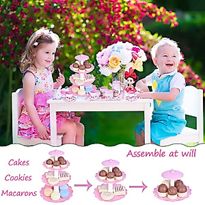 Tea Party Set for Little Girls - Tea Set Kids 38 Pcs Princess Tea Toy Set Including Teapot Tray Dessert Tower Cookie Cake Cute Dolls Kitchen Pretend Play Toy Gifts for Girls Age 3 4 5 6 7 8
