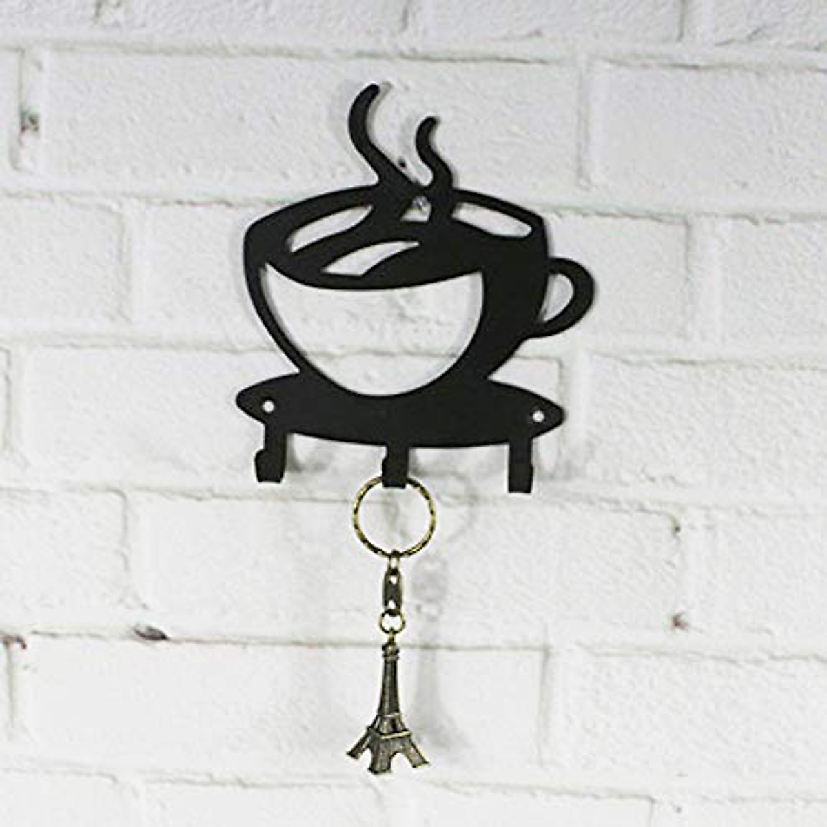Shineweb Metal 3-Hook Key Holder Rack Coffee Cup Shape Hanger Wall Mount Home Office Organizer Wall Decor