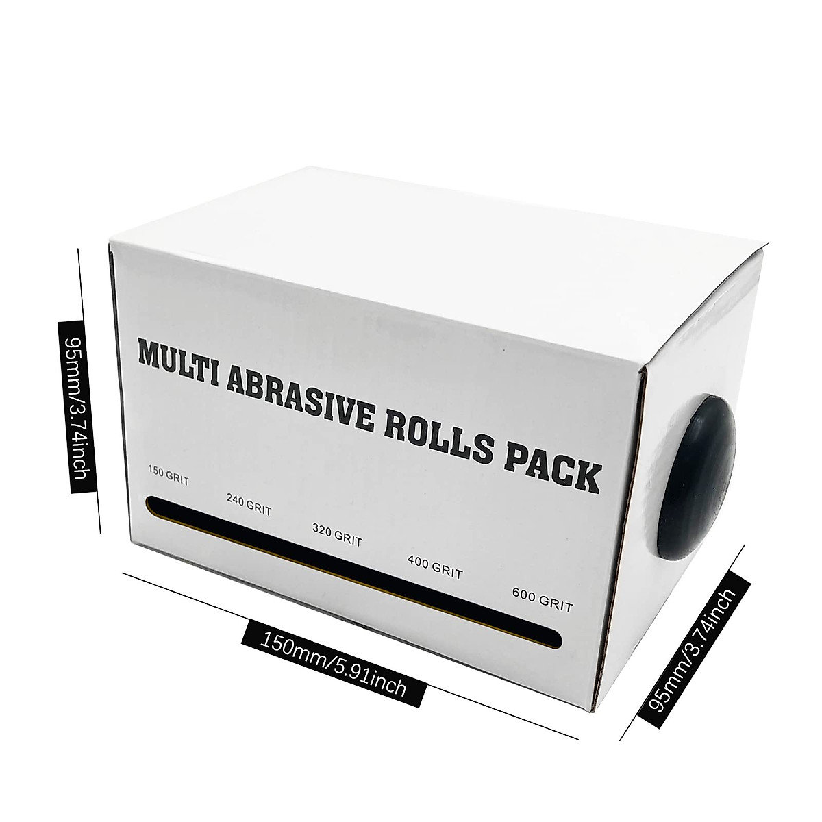 LYFJXX Emery Cloth Roll, 5 Grits Abrasive Sand Paper Set, 150 240 320 400 600 Grit Sandpaper Rolls for Wood Metal Polishing with Dispenser, Each Roll (6M)