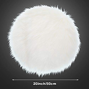 Round Fluffy Rug Faux Fur Round Rug Shaggy Floor Area Carpet for Living Bedroom Sofa Supplies (20 x 20 Inch)