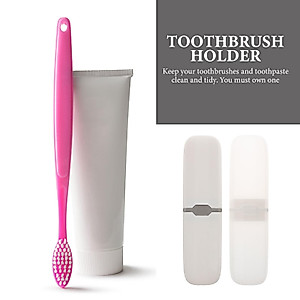 SUPVOX Portable Toothbrush Case Box Travel Capsule Oran Denture Care Container Travel Women Men 2pcs White and Clear