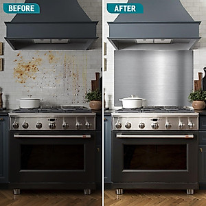 30" x 24" Stainless Steel Backsplash - Stove Backsplash Protector with Ultra Flat and Flushed Metal Back splash for Kitchen - Quick Install Kitchen Stove Panel