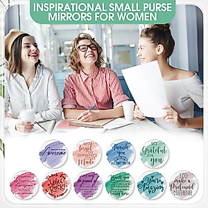 Kigley 50 Pcs Employee Appreciation Gifts Inspirational Compact Mirrors Bulk Round Pocket Mirror for Women Portable Makeup Mini Mirror for Teachers Coworker Secretaries Nurse Students