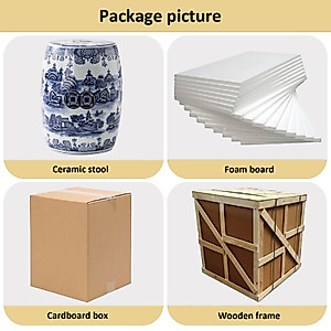 JENKEM Decorative Ceramic Garden Stool, Glazed Hollow Celadon Shoe-Changing Stool Drum Stool, Suitable for Outdoor Garden, Living Room, Terrace, Etc.