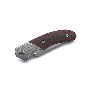 Miguron Knives M Centurion II Folding Knife 3.5" M390 Blade Titanium And Red Carbon Fiber Handle Pocket Knife MGR-609RDII