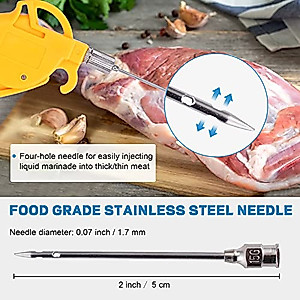 Electric Meat Injector Gun Pump with Hose, 70W Automatic Marinade Injector Meat Syringe Single Gun with 10 Stainless Steel Needle for Roast Turkey, Pork, Beef