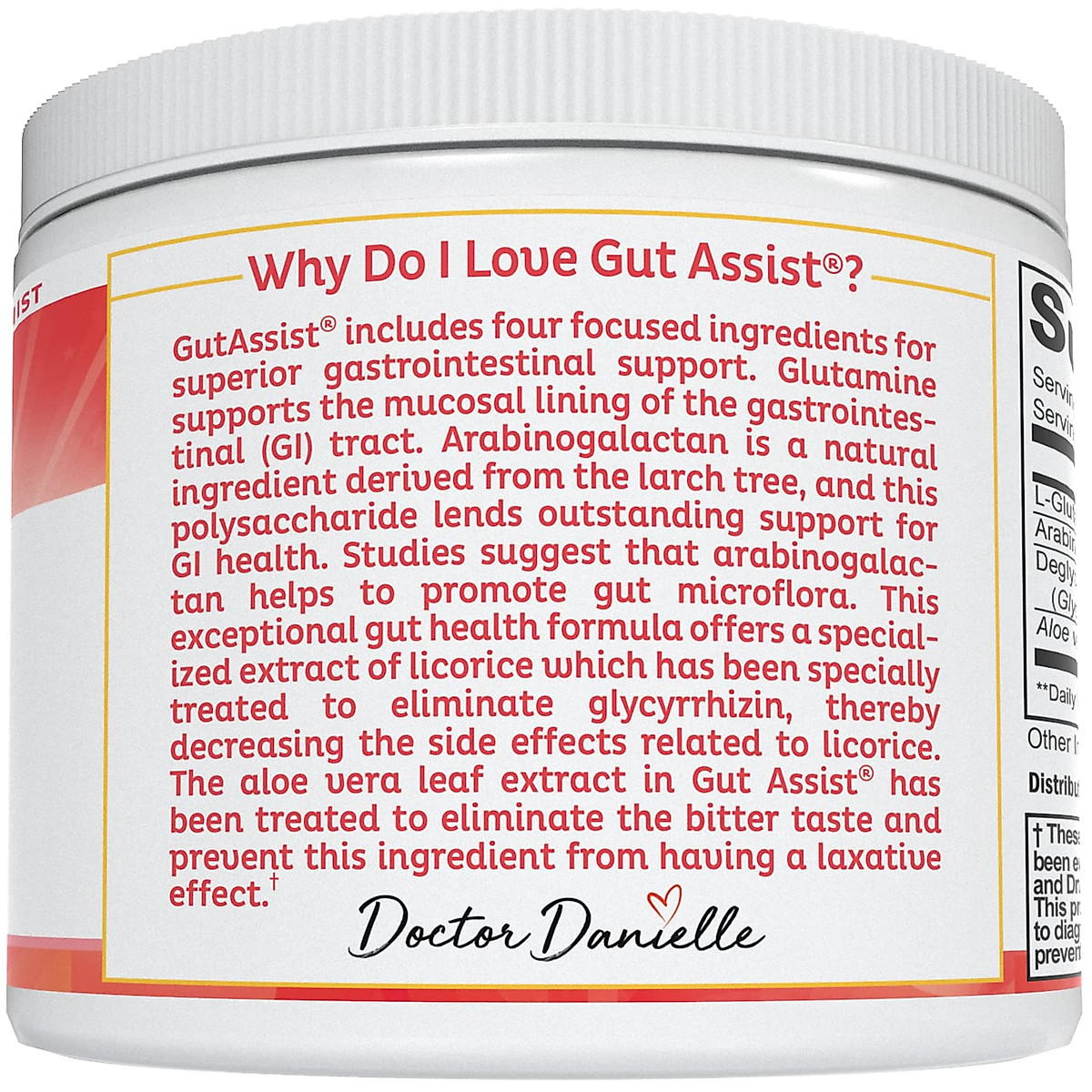 Doctor Danielle Gut Assist - Leaky Gut Repair Supplement Powder - Glutamine, Arabinogalactan, Licorice Root - Supports IBS, Heartburn, Bloating, Gas, Constipation, SIBO from, Berry Flavor
