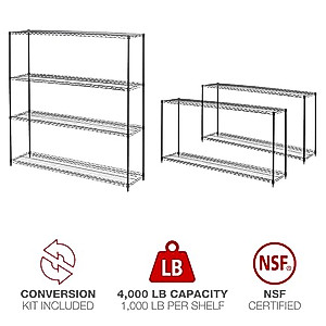 Alera ALESW207218BA BA Plus 72 in. x 18 in. x 72 in. 4-Shelf Wire Shelving Kit - Black Anthracite Plus