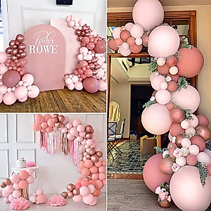 Pink Balloon Garland, SKEFOLI 107PC Retro Pink Balloon Garland Kits Dusty Matte Balloons Arch for Girls Birthday Party Baby Shower Wedding Bachelorette (Pale Mauve)