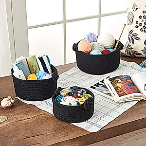 EZOWare Bundle Kit Set of 4 Canvas Fabric Closet Baby Nursery Dresser Organizer + 3 Small Nursery Round Cotton Rope Knit Basket Cube For Kids Baby Closets Toys