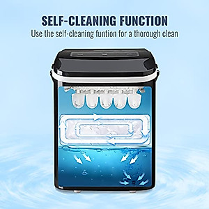 Ice Maker Countertop Portable Ice Maker 9 Cubes Ready in 7-8Mins, 26.5lbs in 24Hours, Ice Maker Machine with Ice Scoop and Basket, Electric Ice Maker Countertop for Home Kitchen Bar Party Black