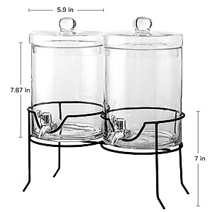 2 Pack Drink Dispenser with Stand Beverage Dispenser Each 1 Gallon Glass Drink Dispensers for Parties Lemonade Sangria Dispenser Mason Jar Drink Dispensers