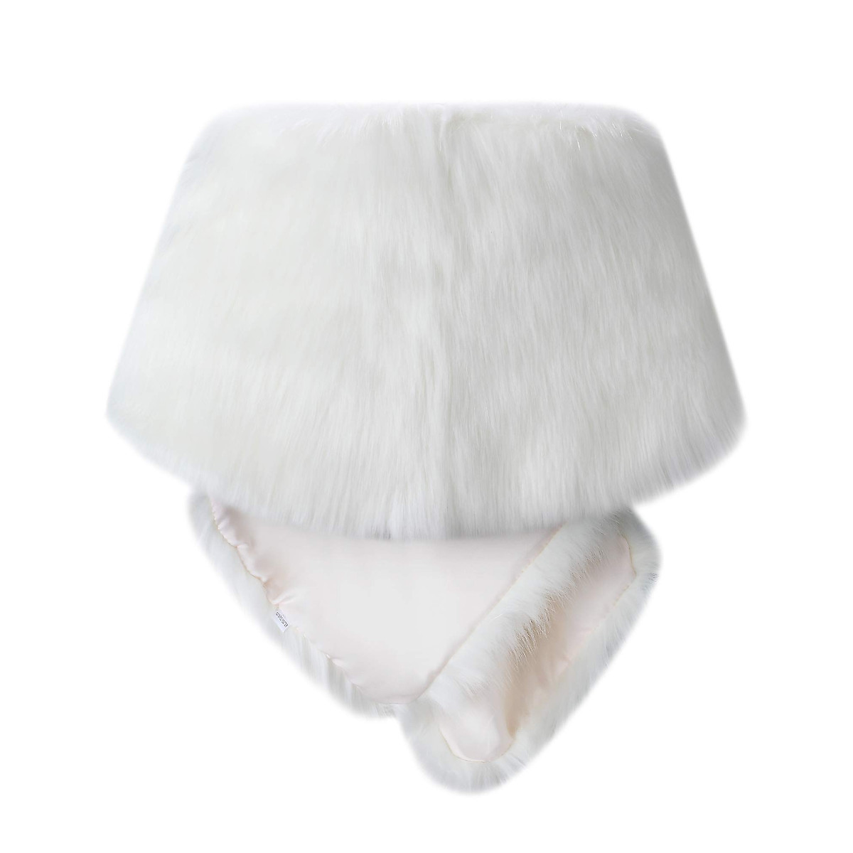 Caracilia Women's Faux Fur Bridal Wedding Shawl and Wraps Winter Warm Party Evening Fur Stole changmaobai CAFB3, White/Long Hair, Small