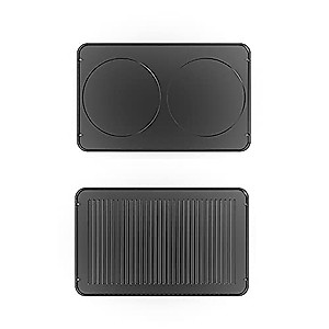 TinaMros 3 Layers with Lid 1500W Portable Non-Stick Reversible 2 in1 Electric Raclette Grill Table for 8 Paddles and Person