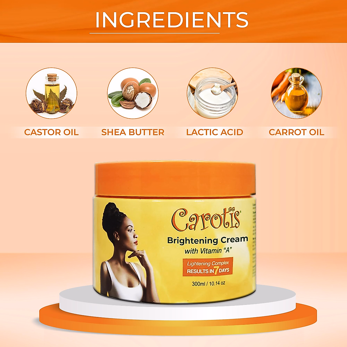 CAROTÏS, Skin Brightening Cream – 300ml / 10.14fl oz – 7 Day Night Cream for Uneven Skin Tone, with Vitamin A