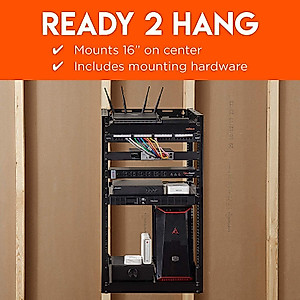 ECHOGEAR 15U Open Frame Rack & Caster Kit - Heavy Duty Rack with Vented Shelves & Easy to Install Wheels