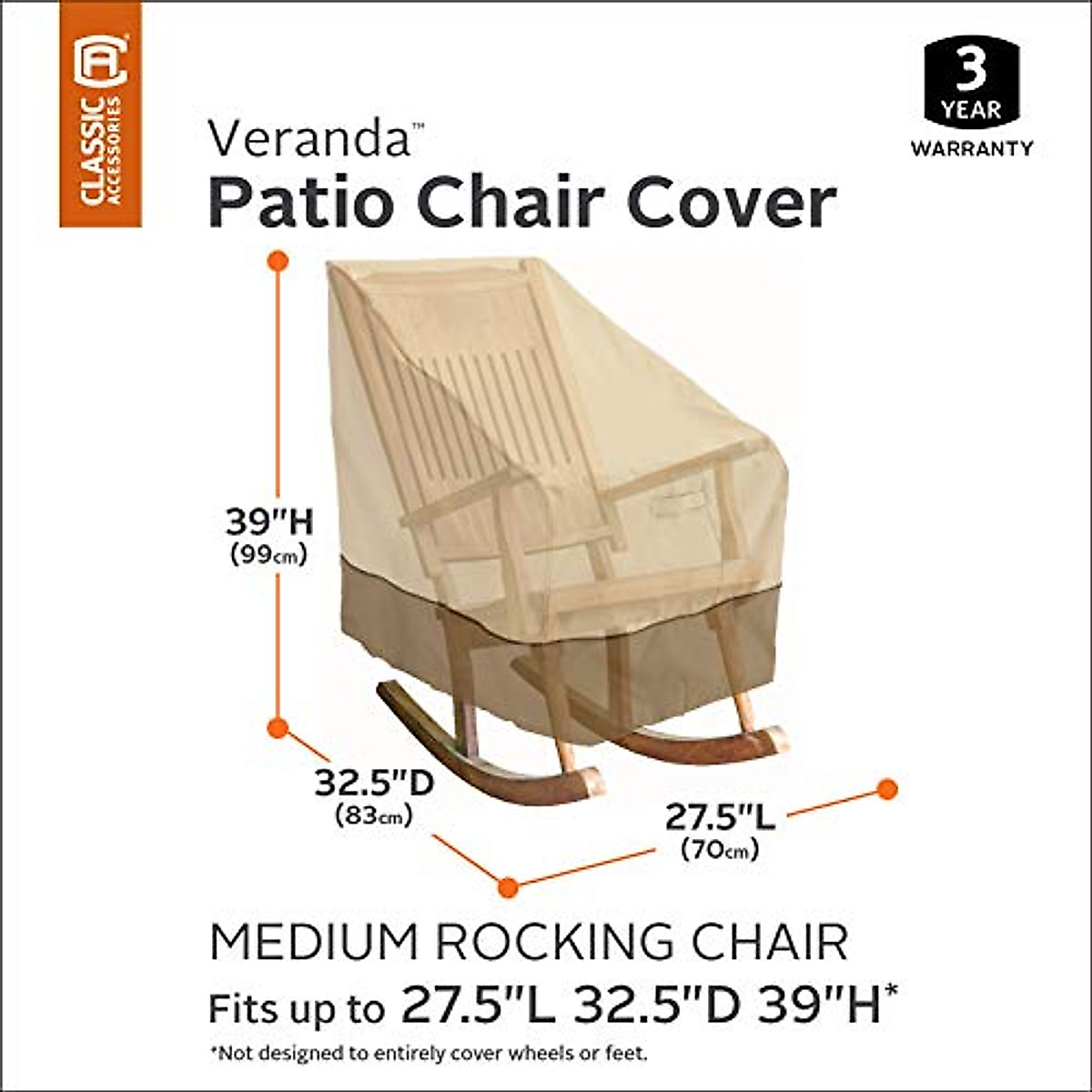 Classic Accessories Veranda Water-Resistant 27.5 Inch Rocking Chair Cover, Patio Furniture Covers