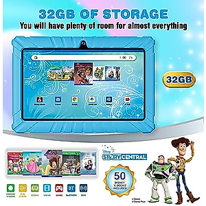 Contixo V8-2 7 inch Kids Tablets - Tablet for Kids with 50+ Disney Storybooks & Stickers (Value $200) - Android Tablet 32 GB HD Display Durable Case & Screen Protector, Light Blue