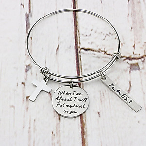 Memgift Scripture Bracelet Trust God Jewelry Inspirational Christmas Gifts for Women Expandable Wire Bangle