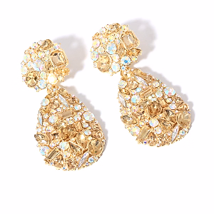 KELMALL Sparkly Rhinestone Chandelier Waterdrop Dangle Earrings for Women - Elegant Crystal Teardrop Statement Jewelry