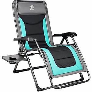 EVER ADVANCED Oversize XL Zero Gravity Recliner Padded Patio Lounger Chair with Adjustable Headrest Support 350lbs (Green)