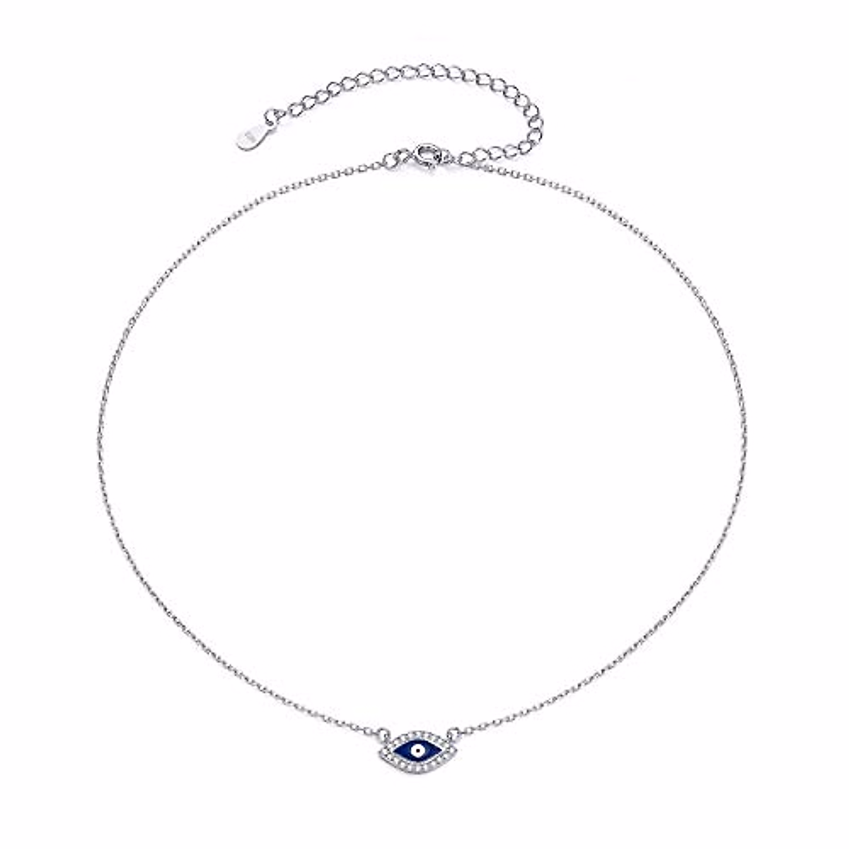 Gapudt S925 Sterling Silver Evil Eye Choker Short Dainty Necklace for Women Jewelry