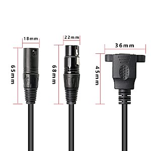 GELRHONR 1 Pair XLR 3pin to RJ45 Female Adapter Cable,XLR Male to RJ45 Network Connector Extension Cable Use Cat5 Ethernet for DMX-CON Controller Series-1.1Ft